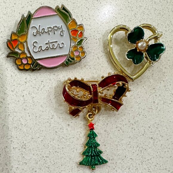 Jewelry | Holiday Broach Bundle Christmas St Patricks Day Easter | Poshmark